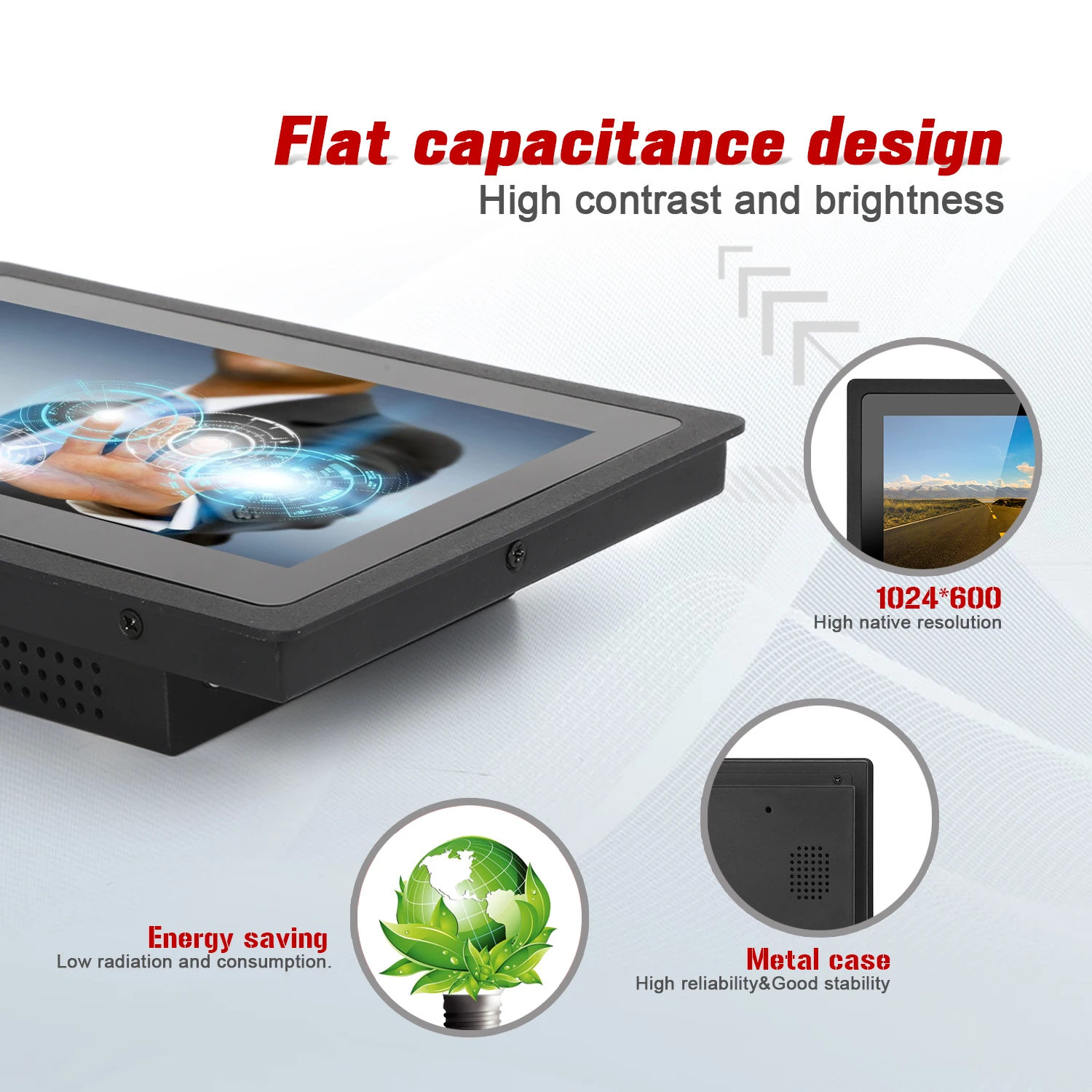 Bestview 7 Inch Industrial Open Frame Monitor Waterproof Capacitive ...