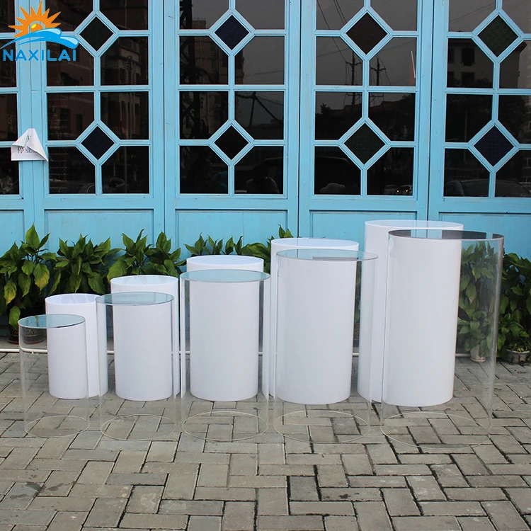 Naxilai Transparent Clear Acrylic Round Pillars Columns Plinths ...