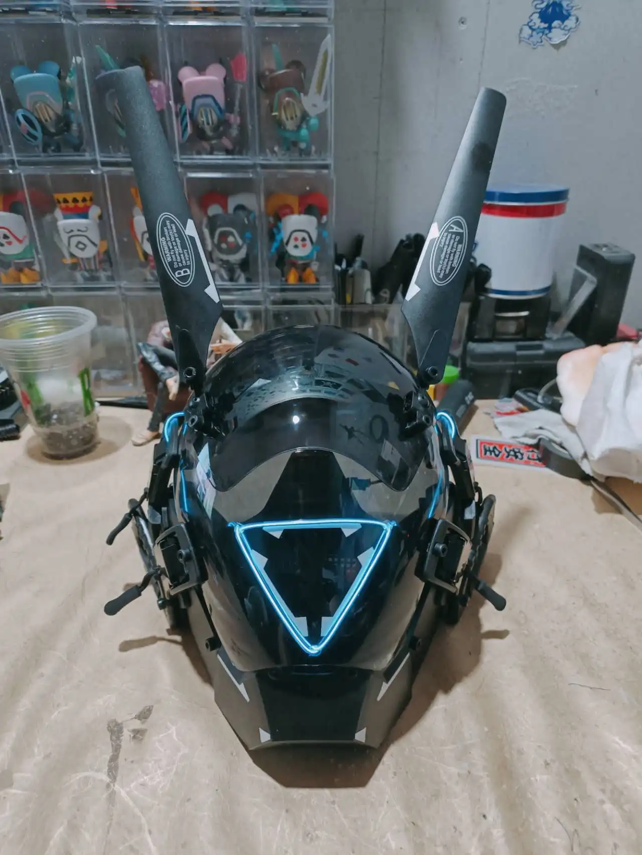 Horizontal Light Bar Cyberpunk Mask Luminous Mask Led Mask Samurai ...