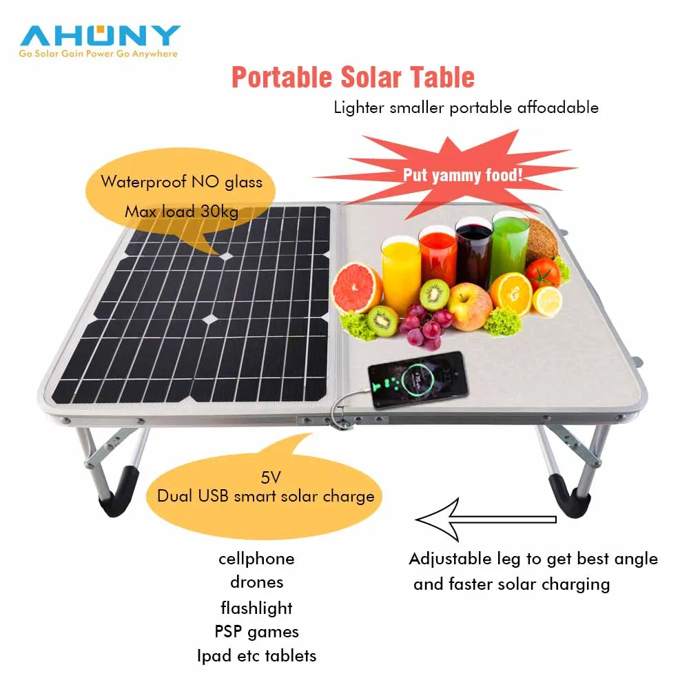 Portable Foldable 18V Solar Table for Charging Flashlight Cellphone ...