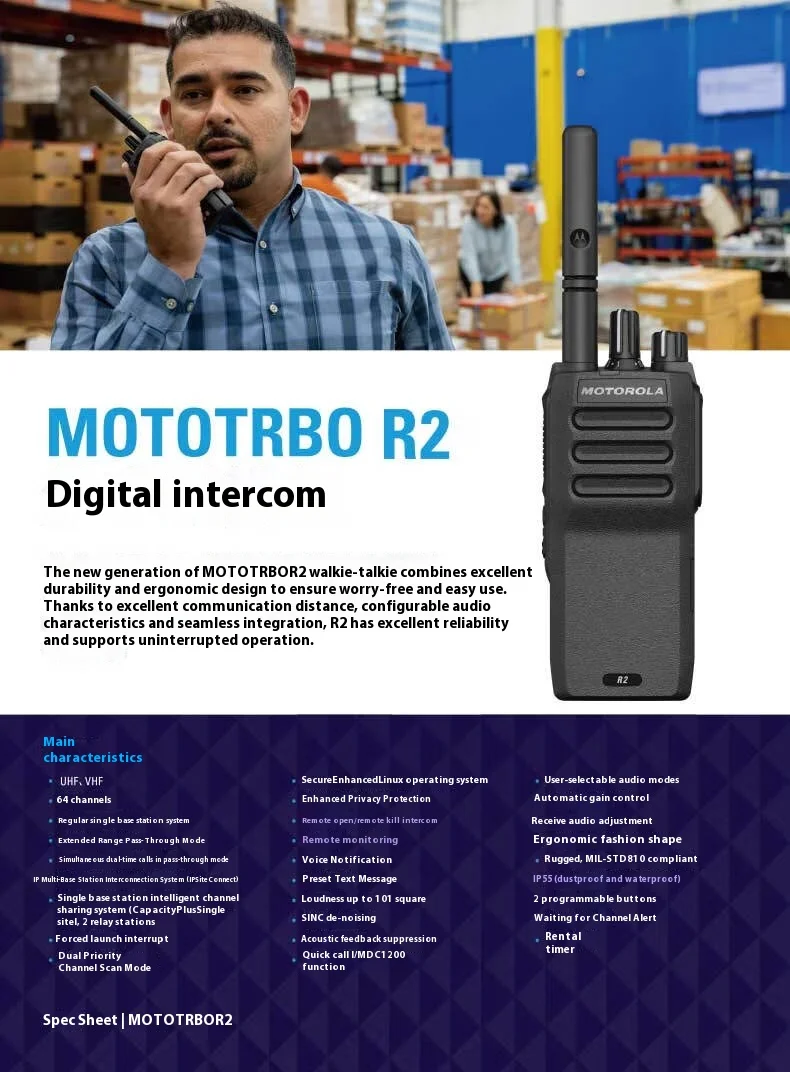 For Motorola R2 UHF Digital Intercom Customizable 10W GPS Handheld Tour ...