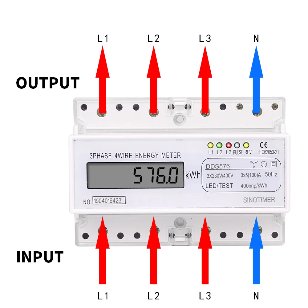 Simply Installation Three Phases 4 Wire Digital Power Meter Electric Electricity Meter Din Rail ...