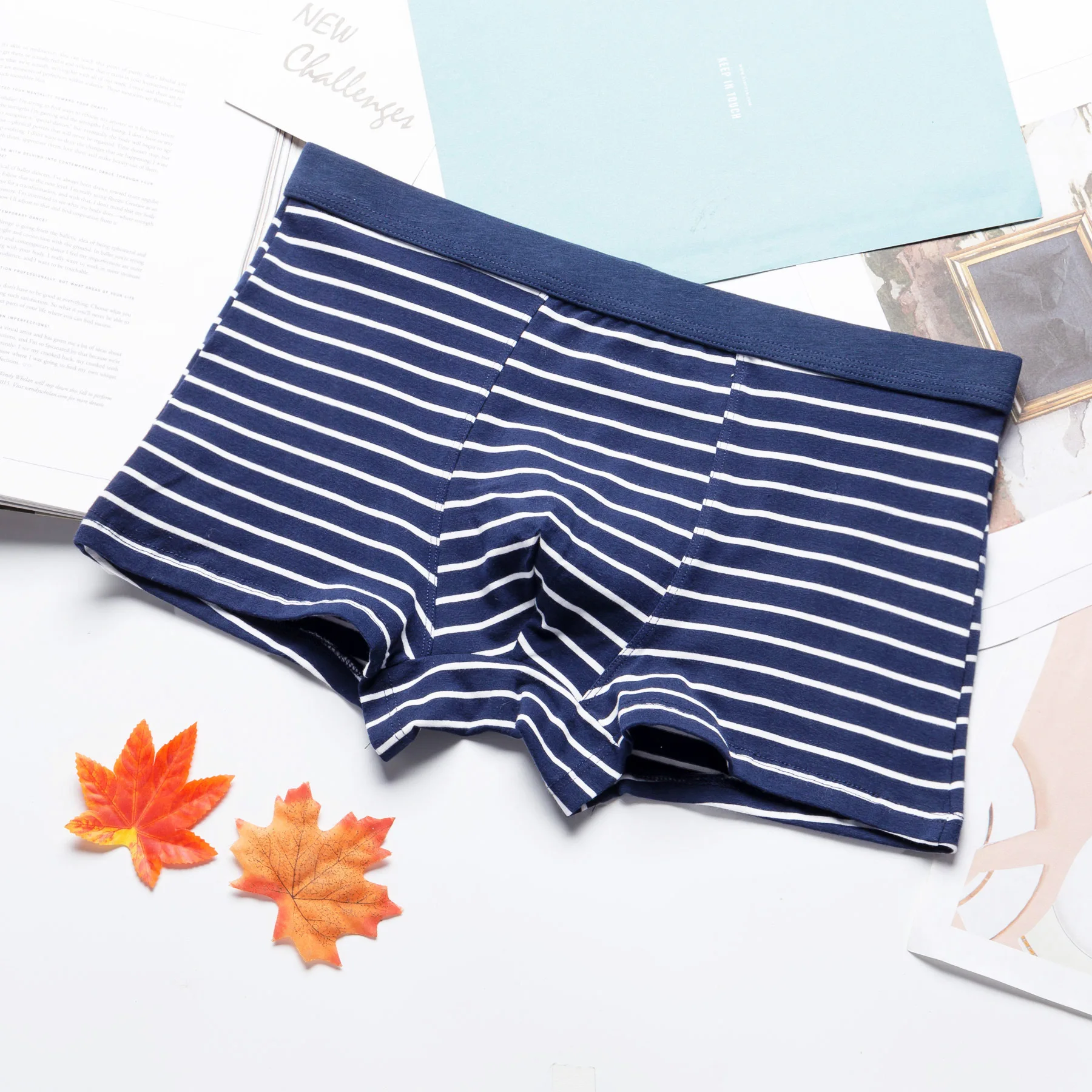 Hot Sell Mens Striped Boxer Briefs Custom Blank Underwear Men Cotton ...