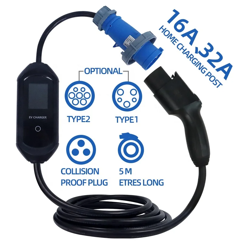 Portable Smart Ac Home Ev Charging Stations 16a/32a Type 2 Electric Car ...