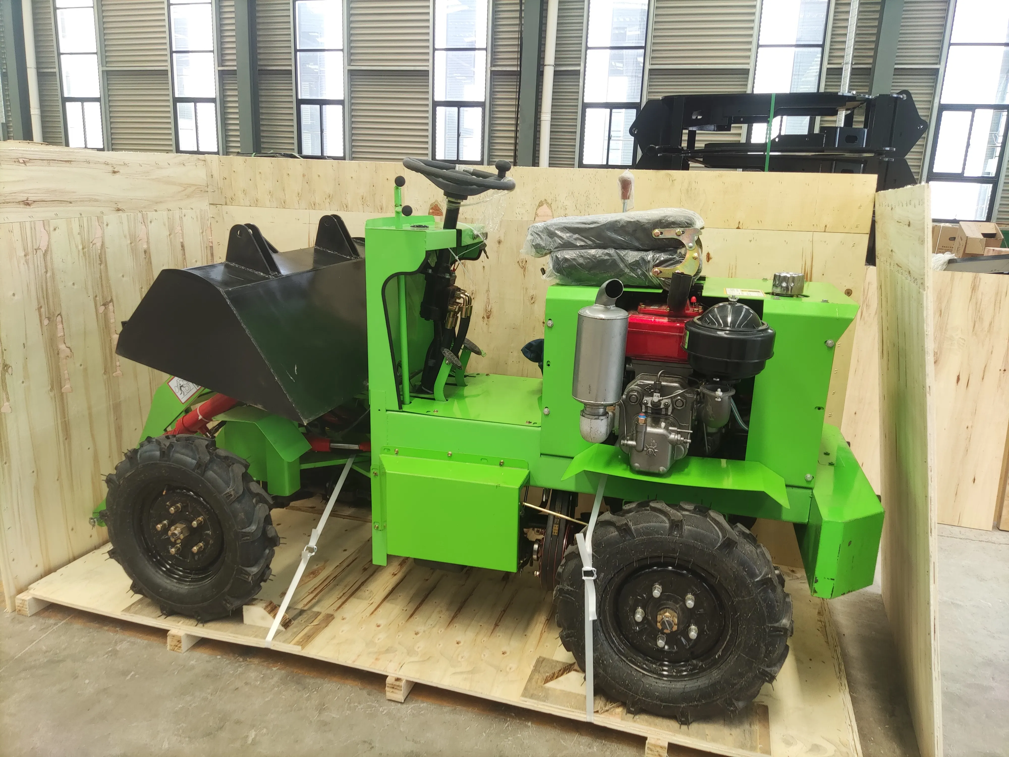 0.8t 1t 2t High Efficiency Mini Front Wheel Loader With Shovel Joystick ...