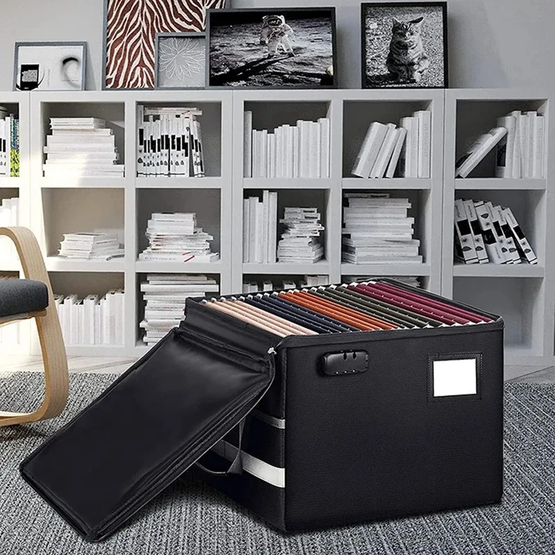 File Box With Lock Fireproof Document Box Collapsible File Organizer ...