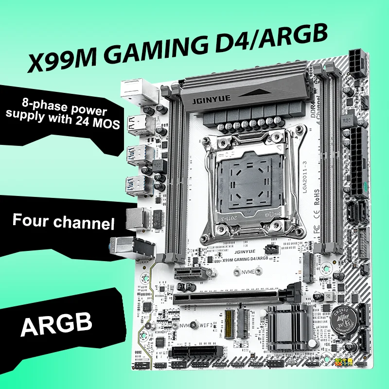 X99M GAMING D4 ARGB Motherboard Kit E5 2680V4 CPU DDR4 2*16G 2133MHz RAM Motherboard with ...