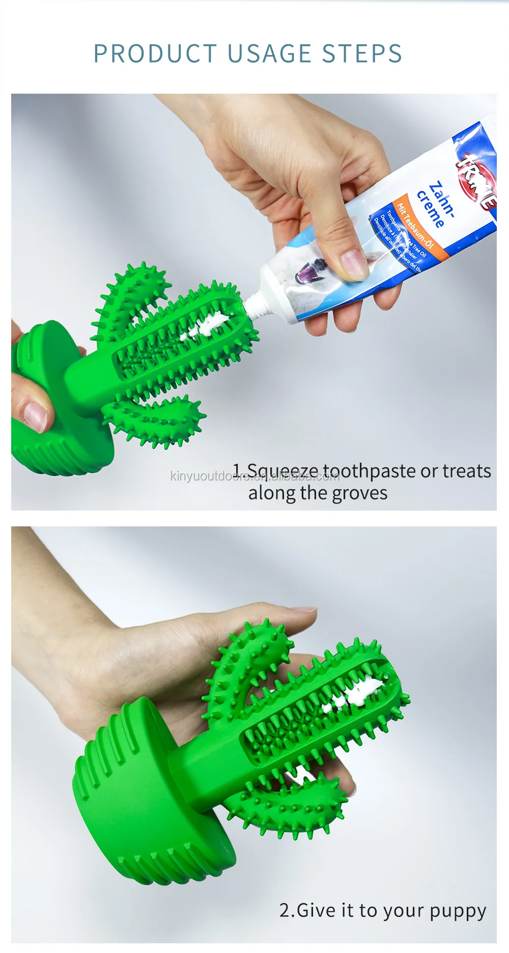 Non Toxic Natural Rubber Green Cactus Shape Teeth Cleaning Dog Squeaky ...