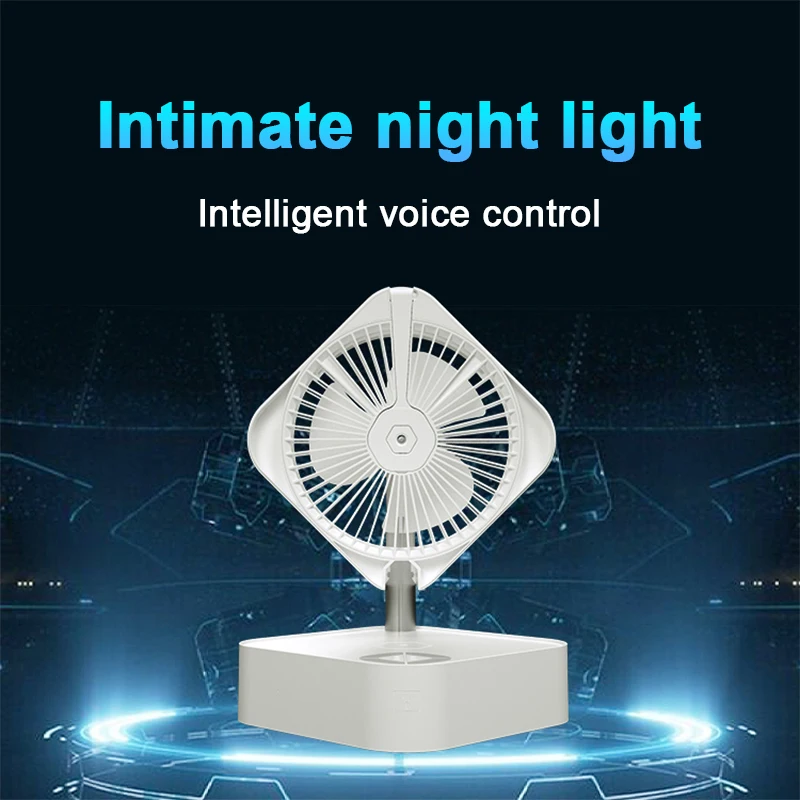New Design Cooling Small Table Fan Led Light Smart Telescopic Mini ...