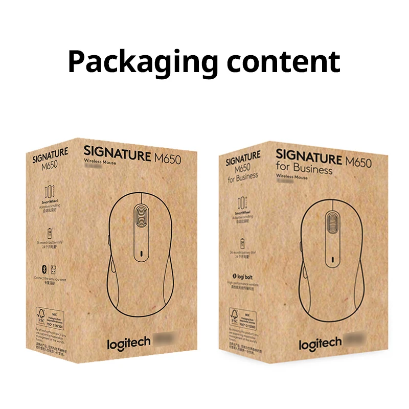 Bluetooth Wireless Mouse Logitech M650 Silent Clicks Customizable Side ...