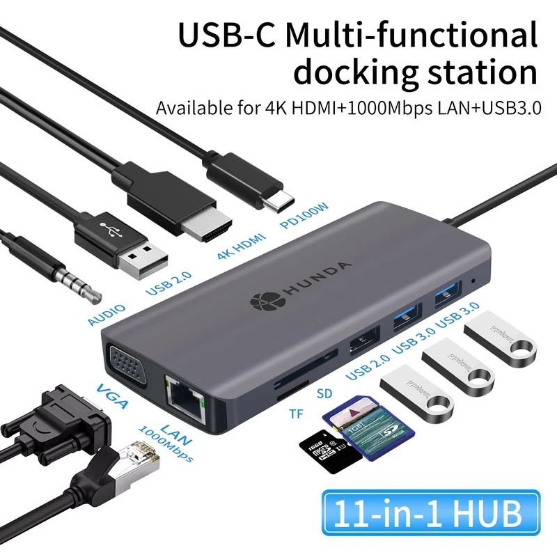 Multifunction Usb Type C Hub Adapter 10 In 1 Usb C 100 W Power Delivery ...