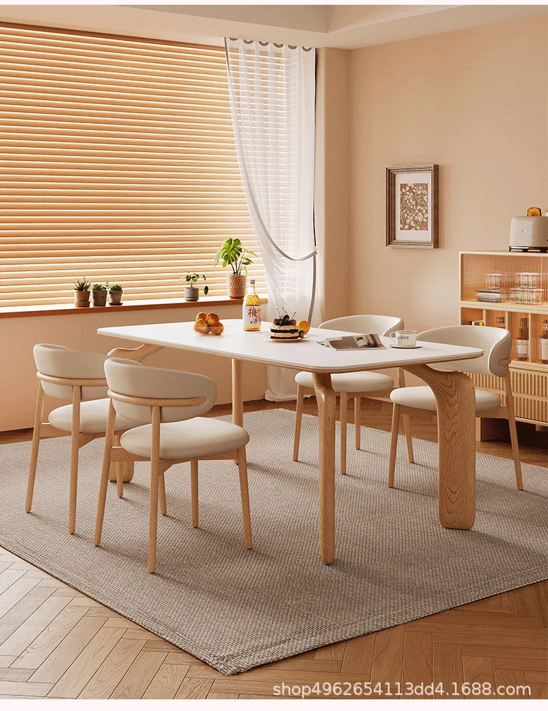 Modern Elephant Leg Dining Table Set Rectangular Scandinavian for Small ...