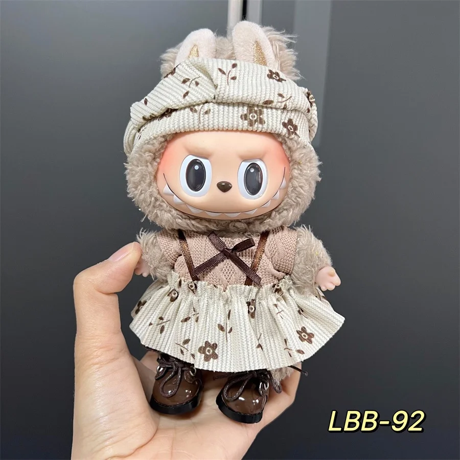 Labubu 17cm Doll with Solid Pattern Plastic Casual Suit Skirt Cute ...