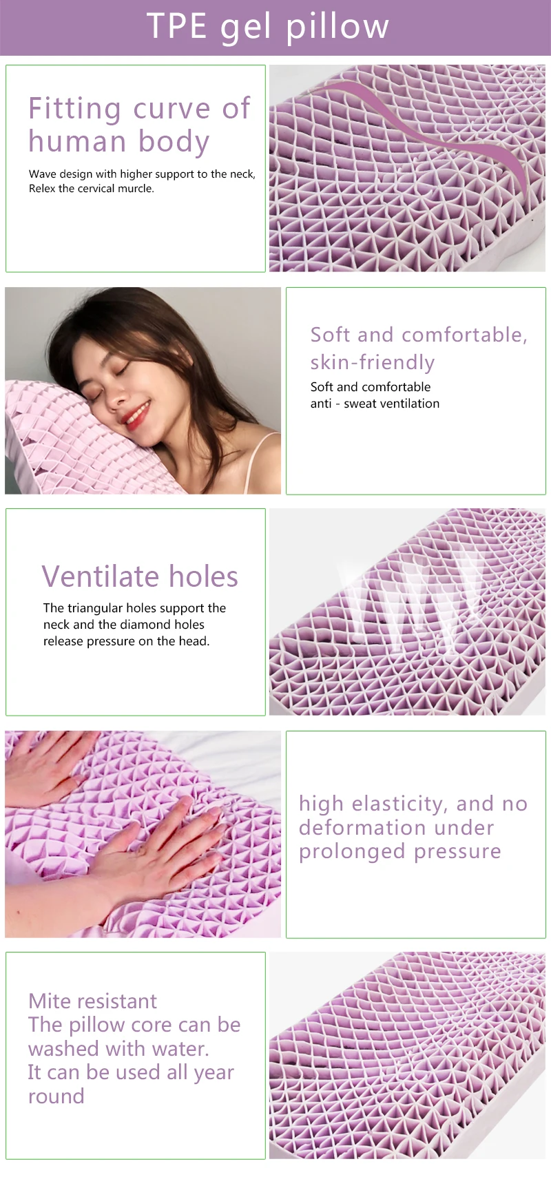 Tpe Gel Pillow 3d Hyper Elastic Material Pressure Releasing Tpe Grid Gel Pillow - Buy 3d ...