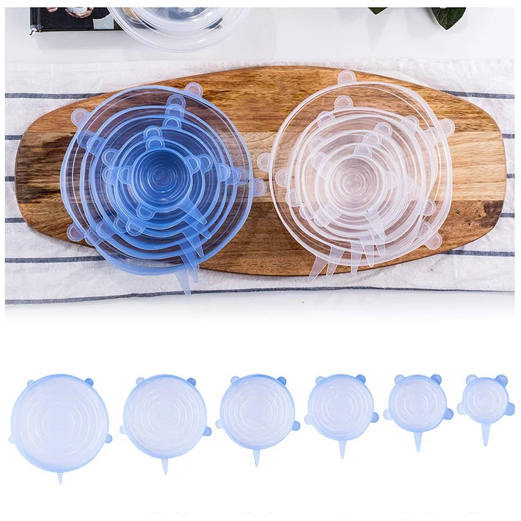 Flexible Transparent Silicone Food Fresh Wraps - 6 Pack