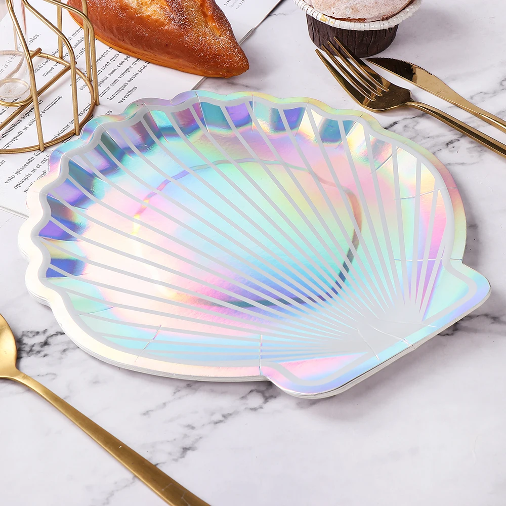 Mermaid Scalloped Seashell Paper Plates Disposable Party Dinnerware ...