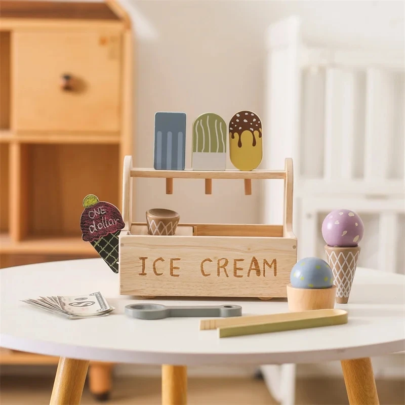 Wooden Ice Cream Shop Pretend Play Set Preschool Pretend Play ...