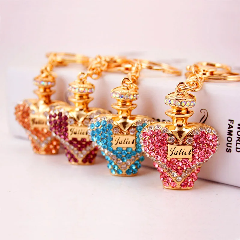 Exquisite Cute Juliet Perfume Bottle Keychain Full Rhinestone Crystal ...