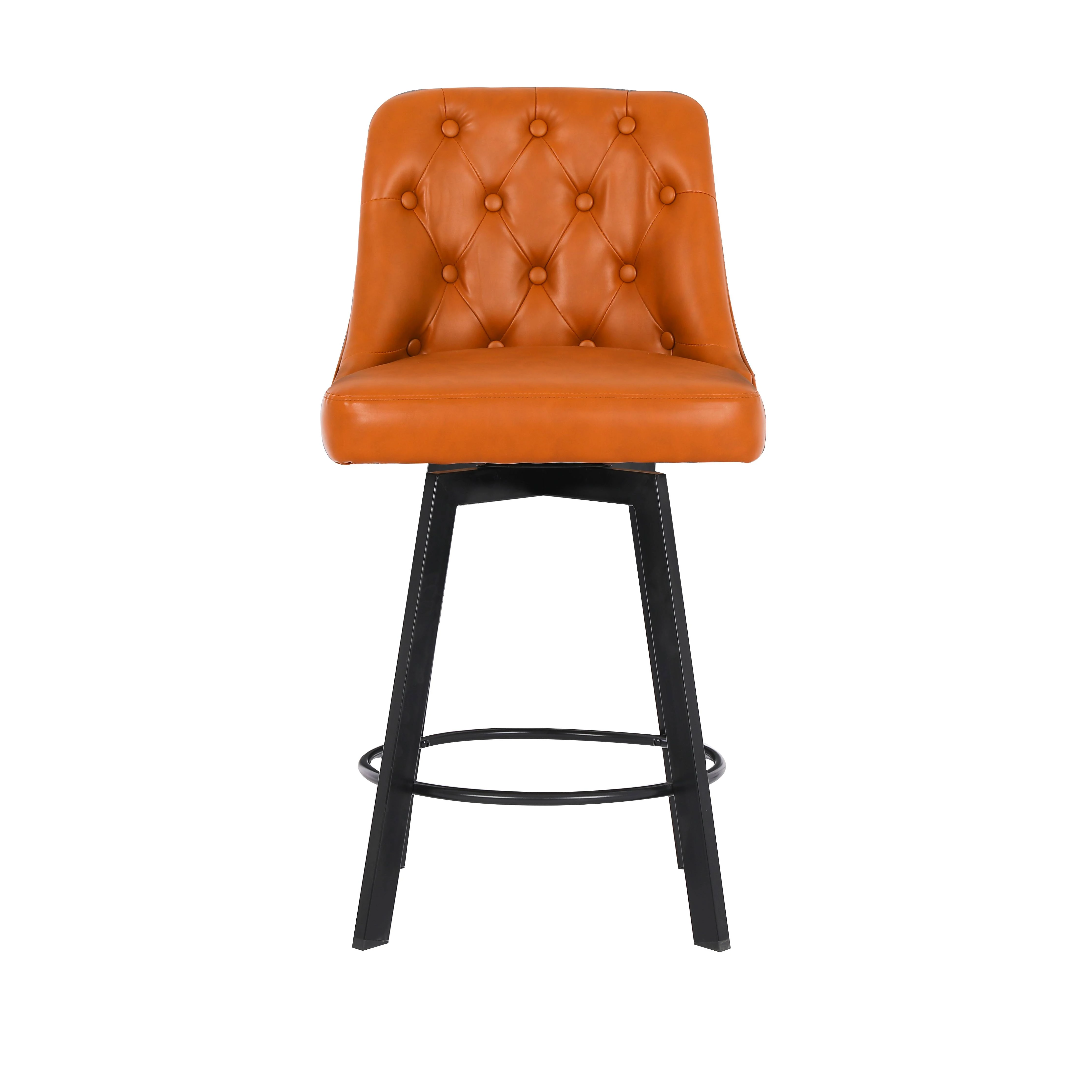 Modern Gold Footrest Bar Stools Comfortable Counter Height Leather ...
