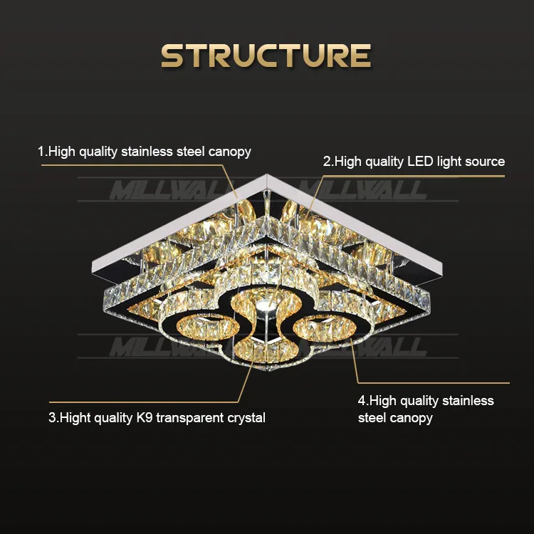 Fancy Ceiling Light with Flower Shape LED Crystal Lamp