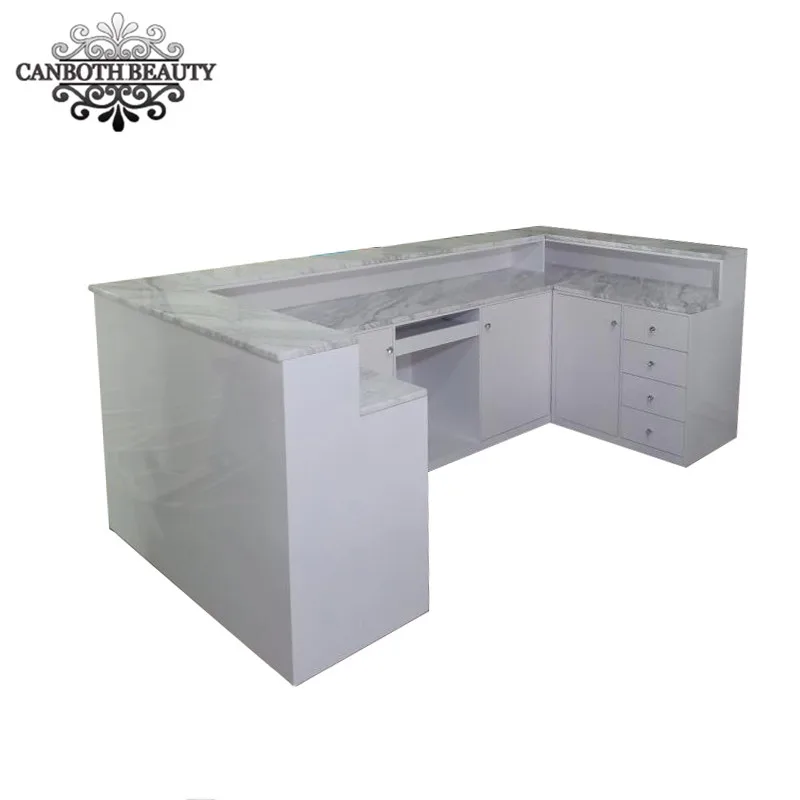 2020 Luxury U Shape Reception Desk Counter With Marble Top For Salon Cb ...