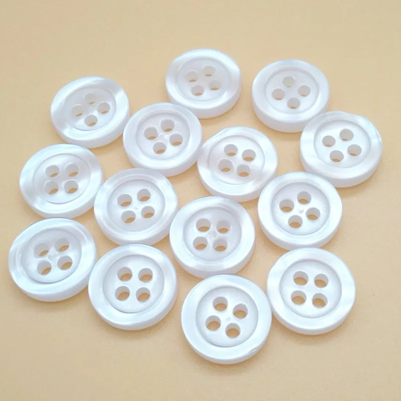 12.5mm 20L White Pearl 4-Hole Button for Shirt - Sustainable