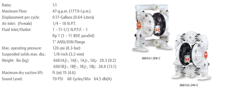 6661AJ-3EB-C ARO Diaphragm Pumps - Efficient Fluid Transfer