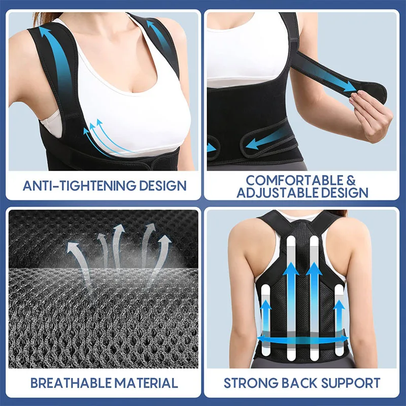 Adjustable Back Straightener Strap Support Poster Corrector Brace ...