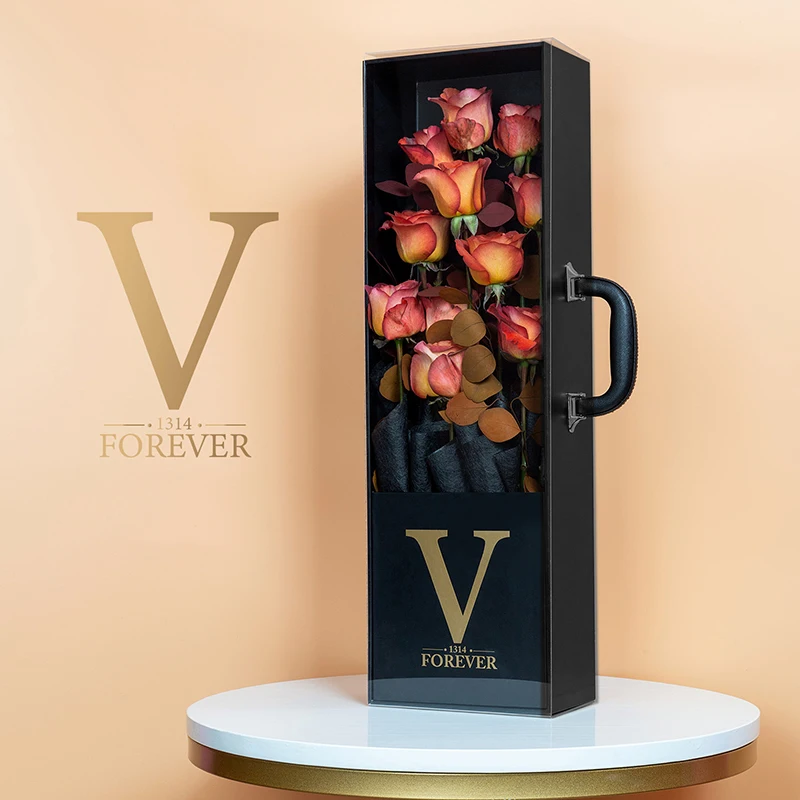 Luxury Acrylic Flower Box with Handle - Perfect Gift Wrapping