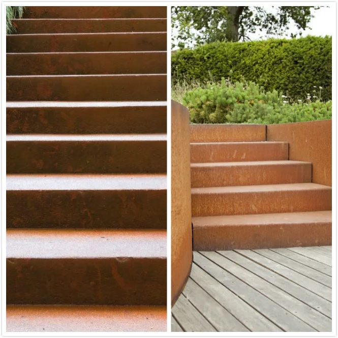 Rustic Weathering Steel Garden Steps for Outdoor Stairs
