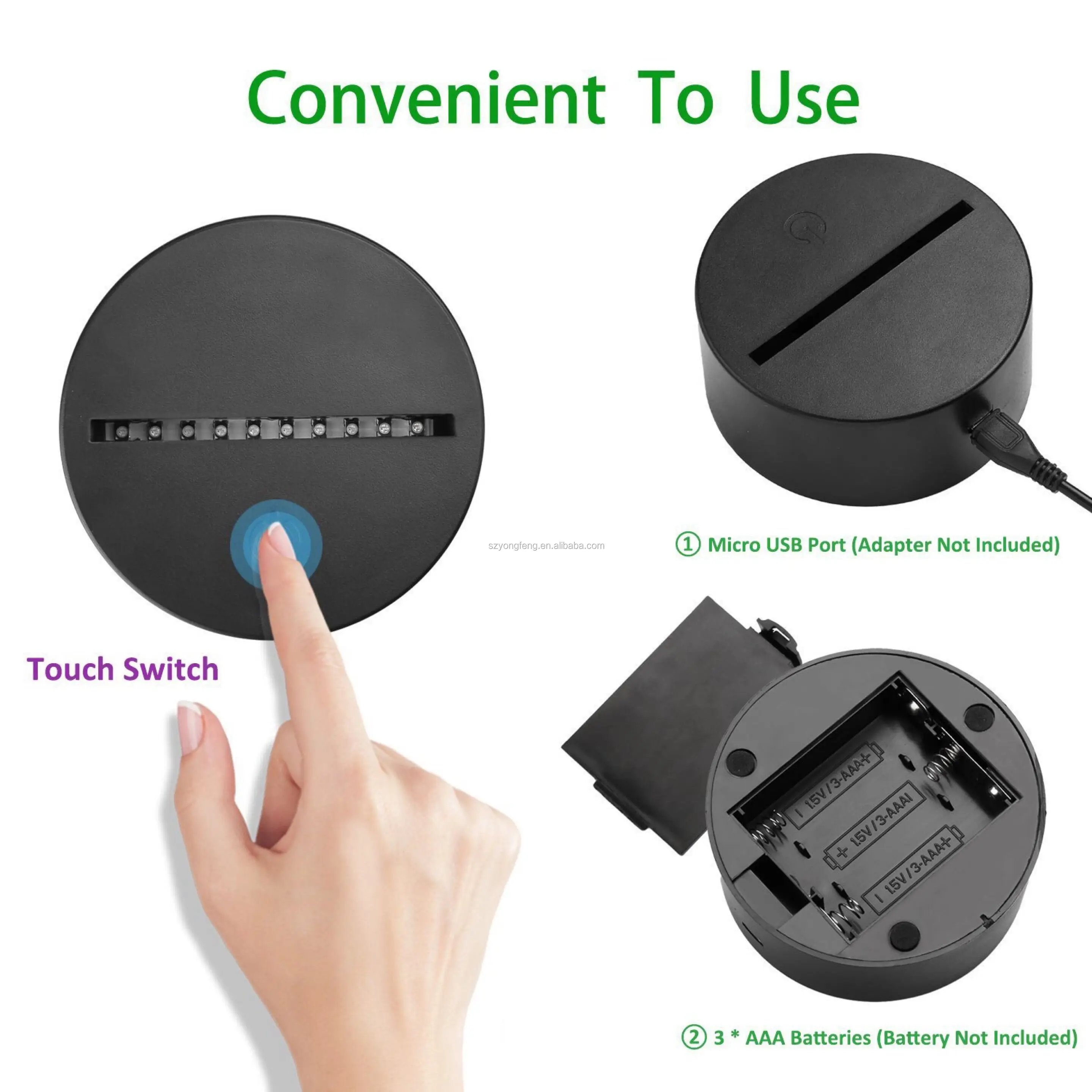 Touch Acrylic Led Night Light Base 3d Lamp Base - Buy 3d Lamp Base,3d ...