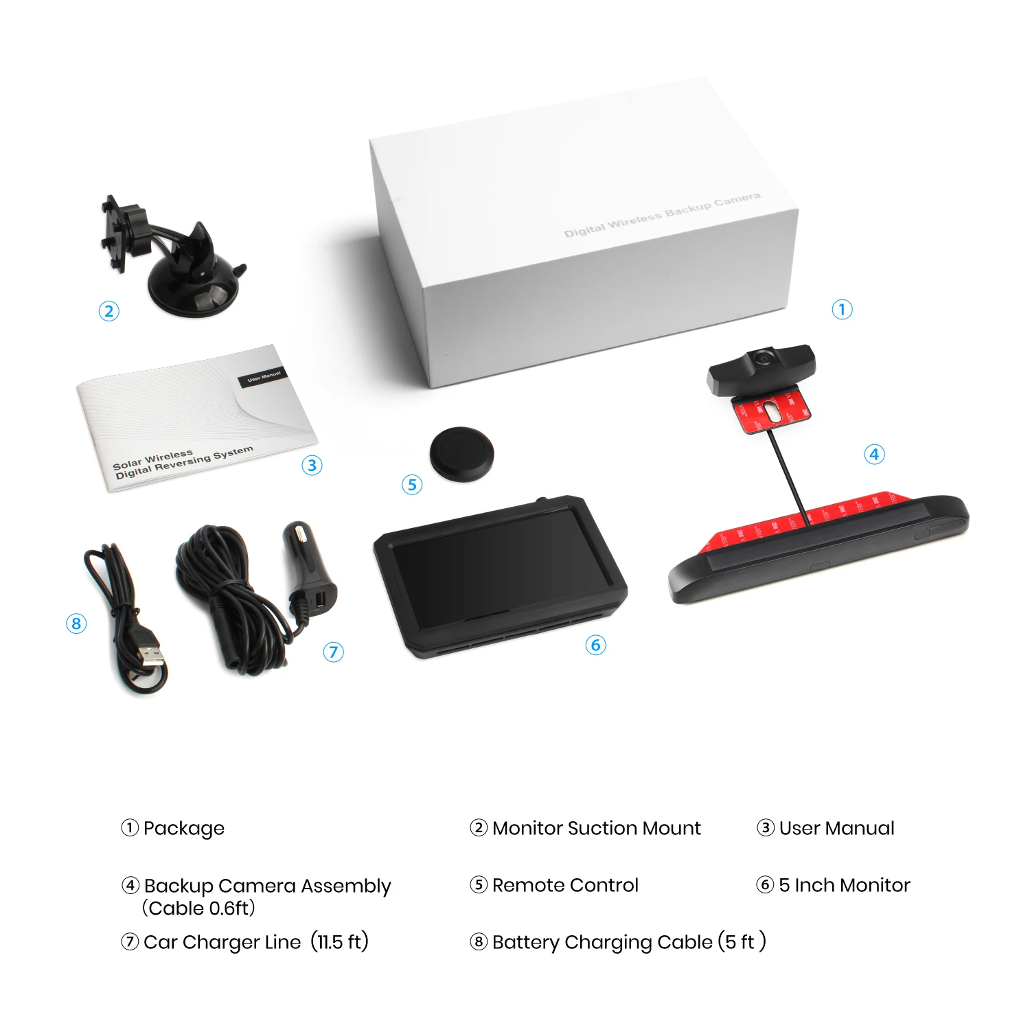 Auto-vox Wireless Solar Rear View Backup Camera For Car Solar Power ...