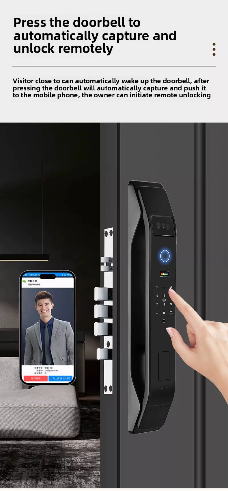 Smart Lock for Wood Doors - 3D Video Intercom & Fingerprint