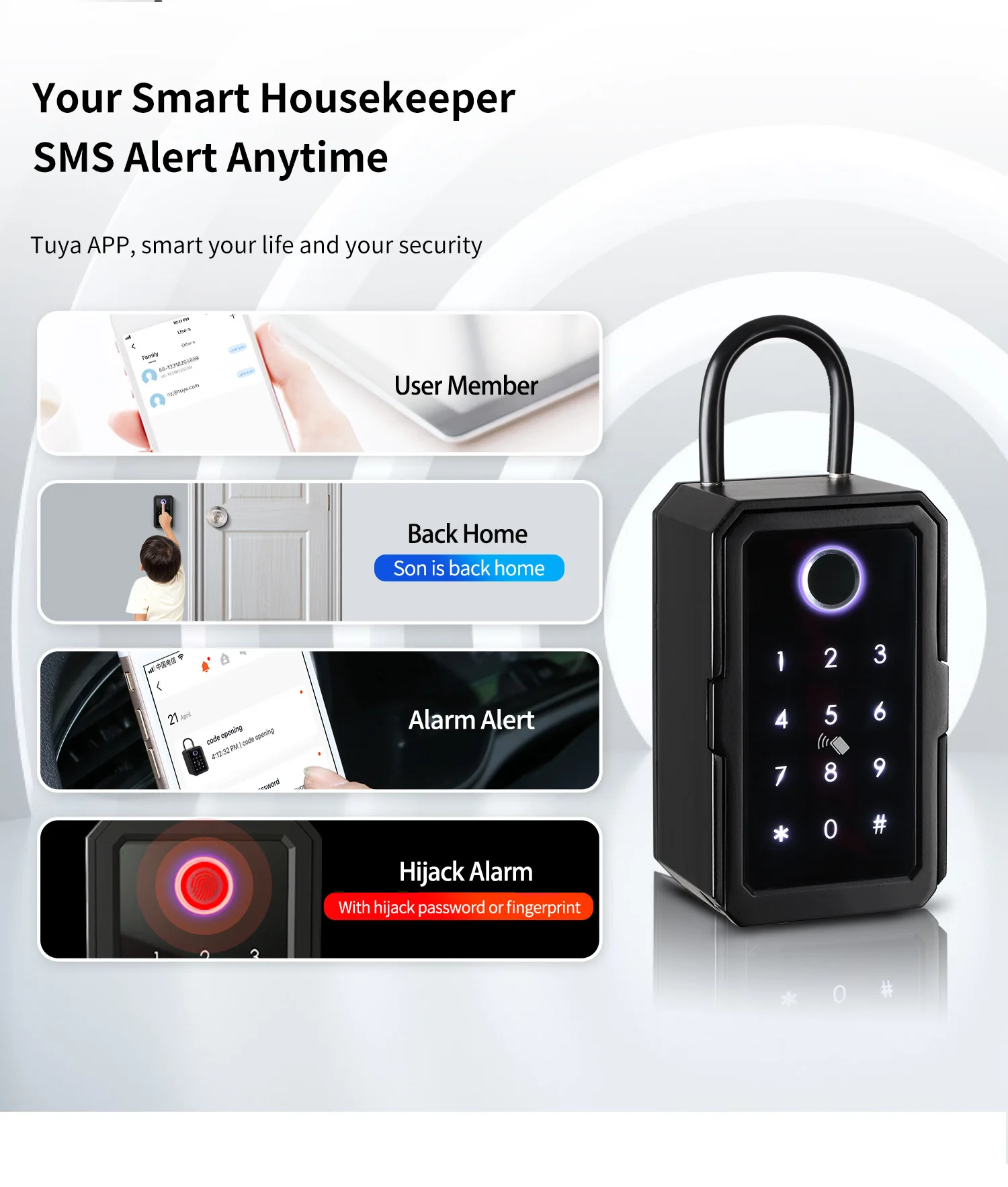 Smart Key Box TTLock App Fingerprint Key Box Password IP65 Waterproof IC Cards Smart Key Box ...