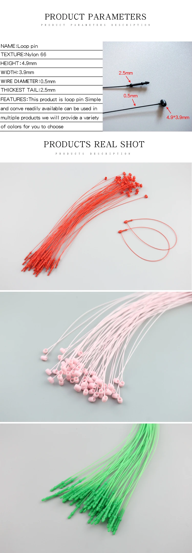 Wholesale Colorful Plastic Pp Loop Lock Pins Loop Pins for Garment ...