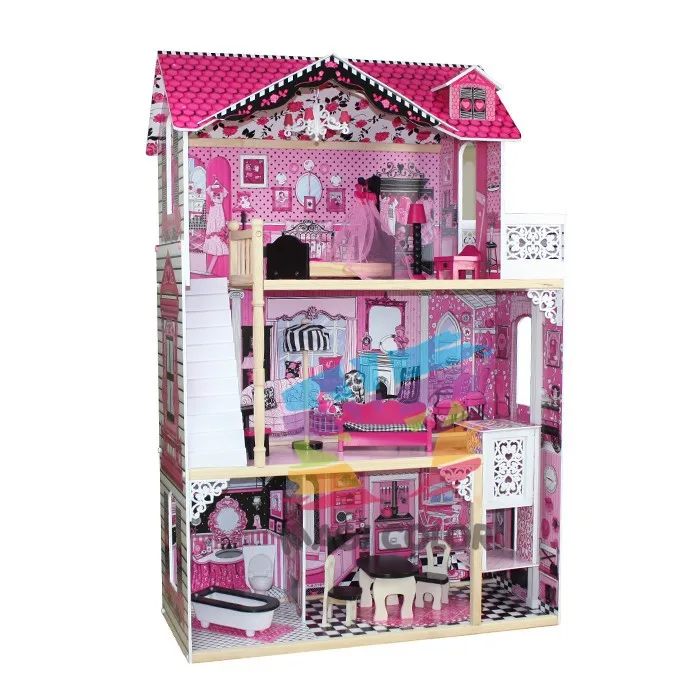 Shop Our Ready to Ship Pink Wooden Baby Doll House W06A101