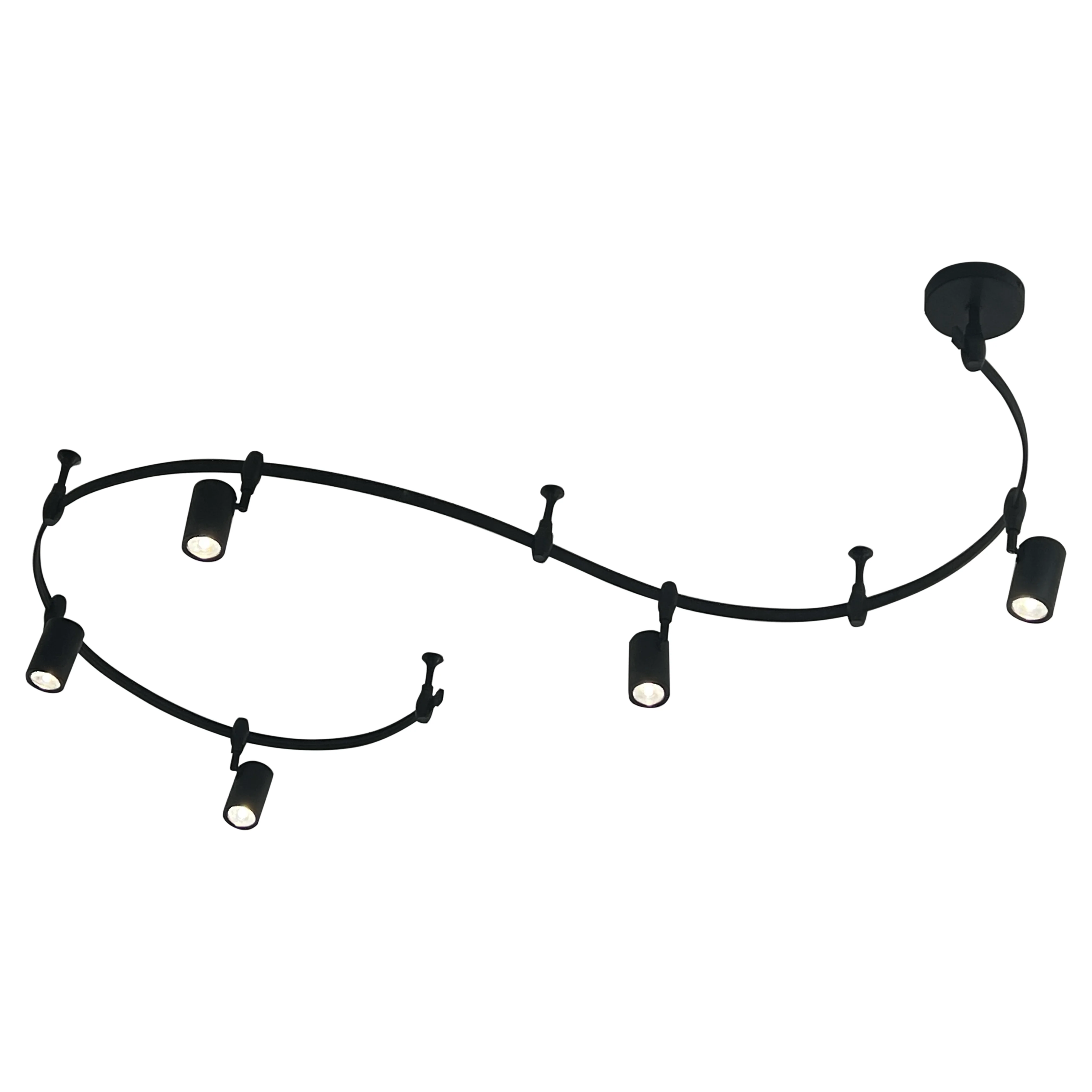 6-Light Modern Flexible Track Light Kit with Black Aluminum Body ...