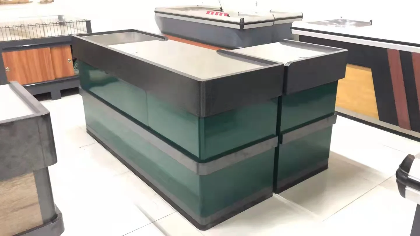 Modern Shop Counter with LED Acrylic & Metal Customization