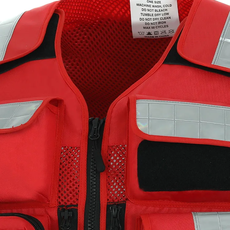 Red Reflective Safety Polyester Paramedic Ambulance First Aid Emt Ems ...