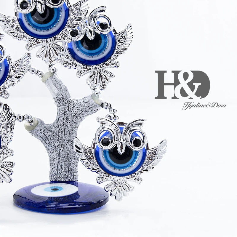 H&d Chinese Feng Shui Decoration Blue Evil Eye Owls Bendable Branches ...
