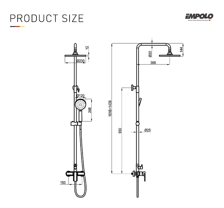 Empolo Rain Shower Set Cold Hot Water Bathroom Rainfall Shower Faucet ...