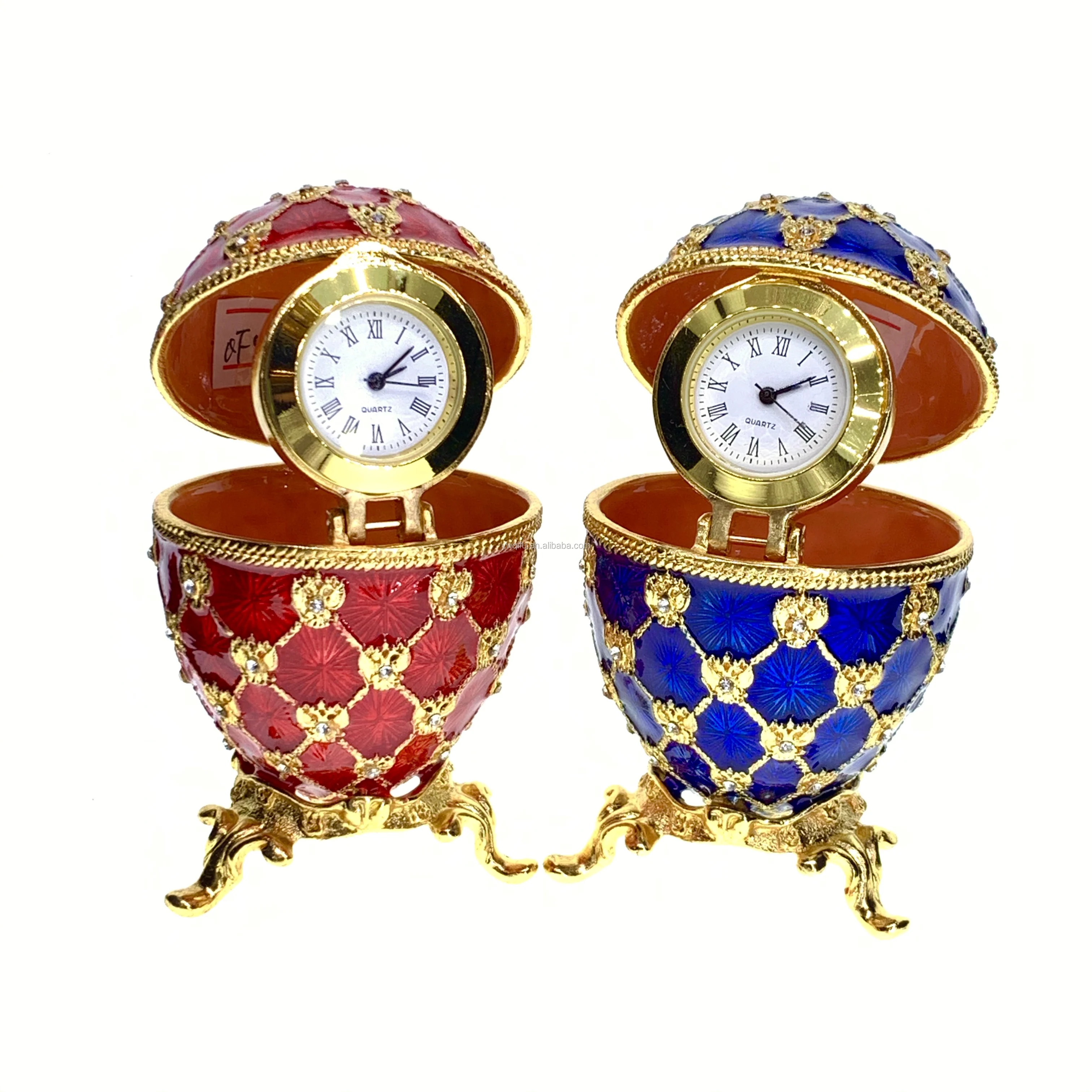 QIFU Custom Metal Faberge Egg - Compact and Delicate Clock