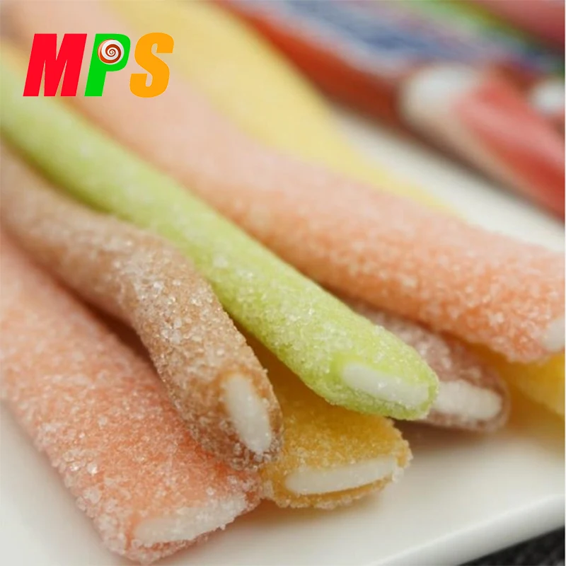 OEM Fruit Flavors Center Jam Filled Sour Straw Soft Candy
