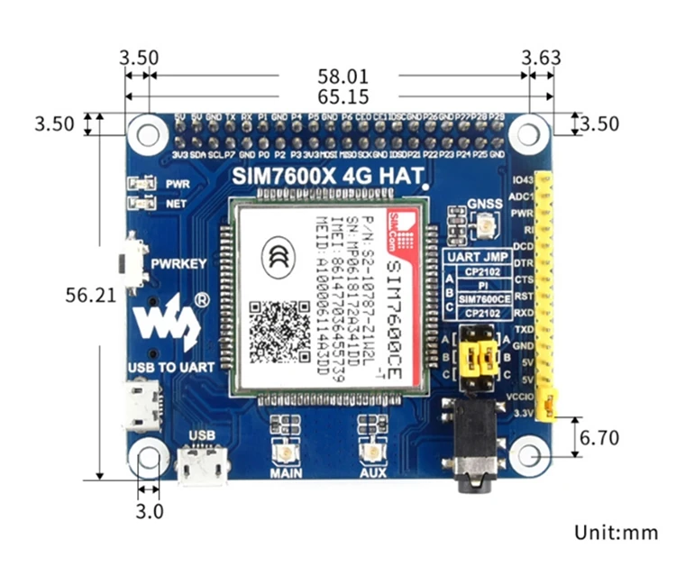 HAISEN 4G HAT for Raspberry Pi - SIM7600CE Expansion Board