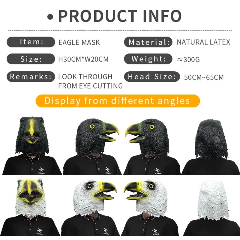 Halloween Realistic Latex Eagle Bird Mask Crow Bird Head Mask Cosplay ...