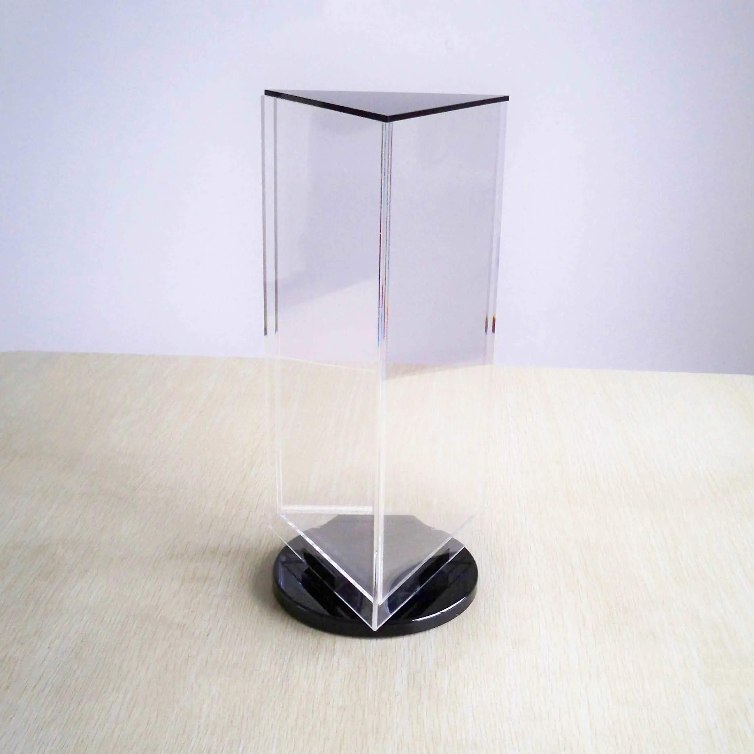 Acrylic Rotating Table 3 Sided Rotating Triangle Clear Advertising Card ...
