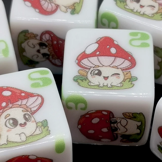 Acrylic 6-Sided Mushroom Printed Dice 16mm Square Plastic Dice for Game ...