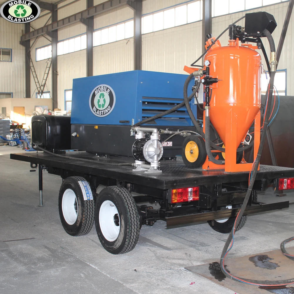 Mobile Wet Sand Dustless Blasting with Trailer Equipment