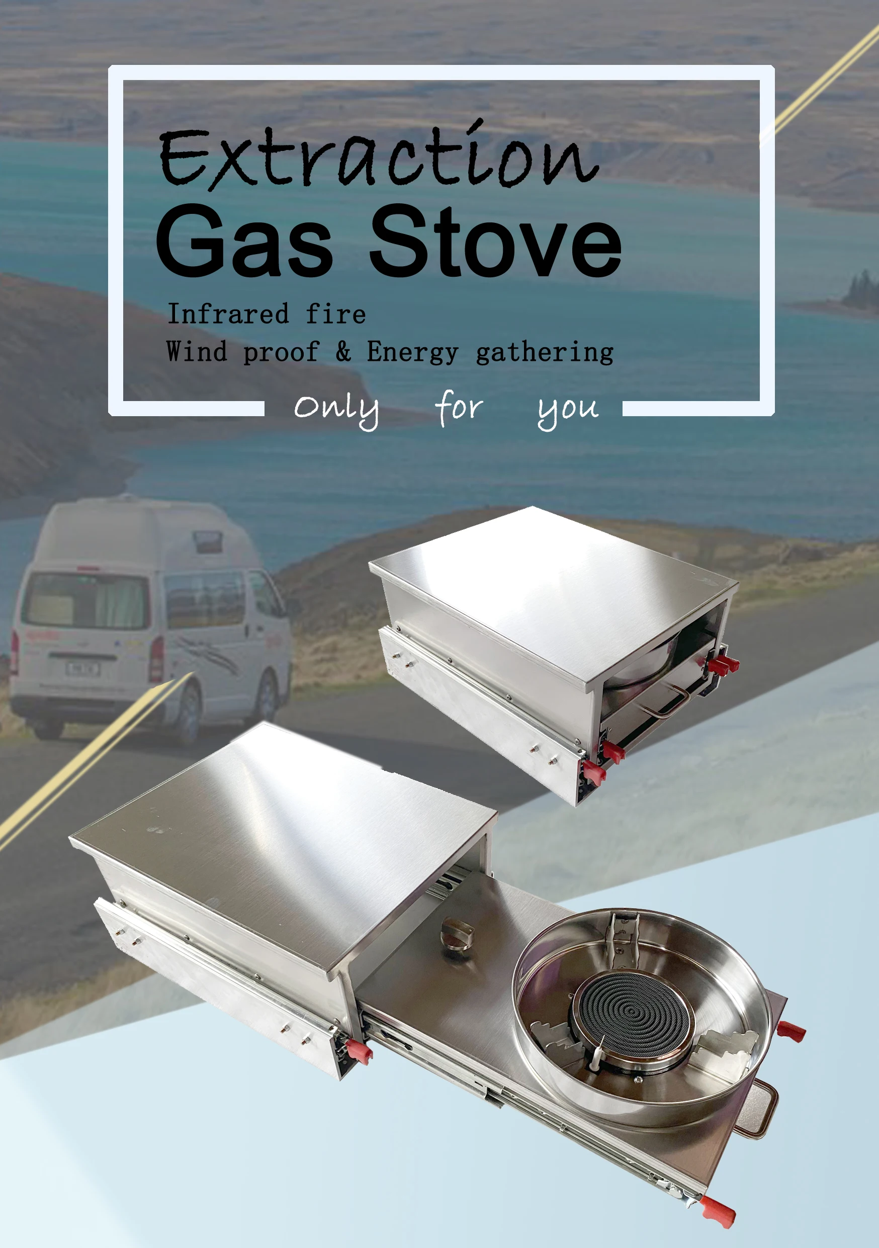 Factory Price RV Yacht Gas Stove with Glass Cover Sink Storage Desk ...
