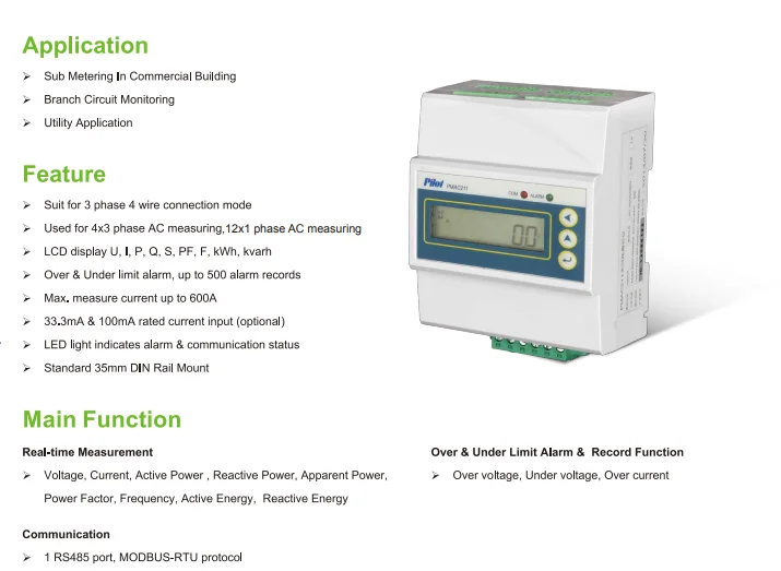 Pilot Iot Multifunction Energy Meter - 12 Channel Voltage RS485